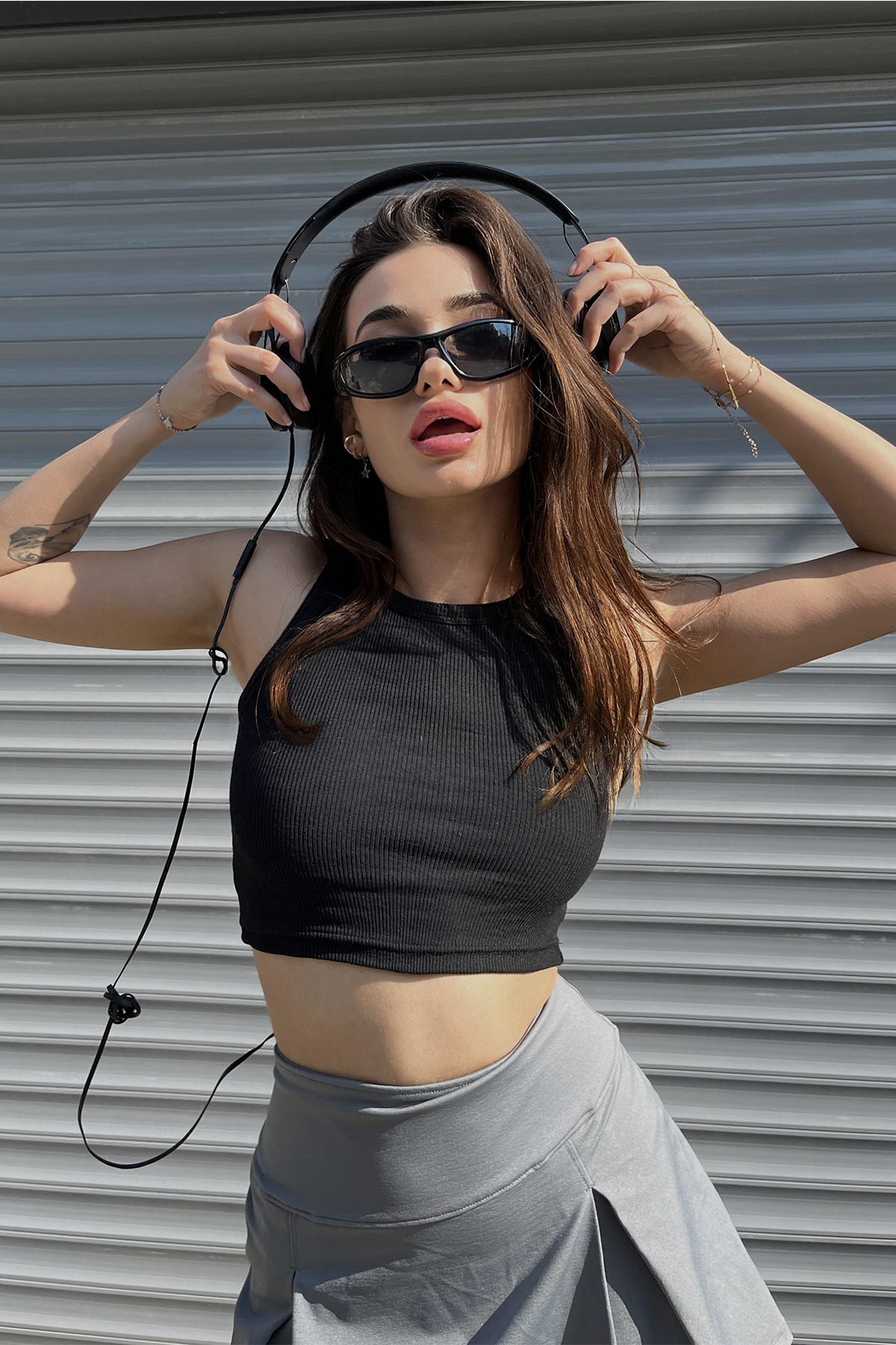 Siyah Basic Crop Top ATE6494 - Eyyo