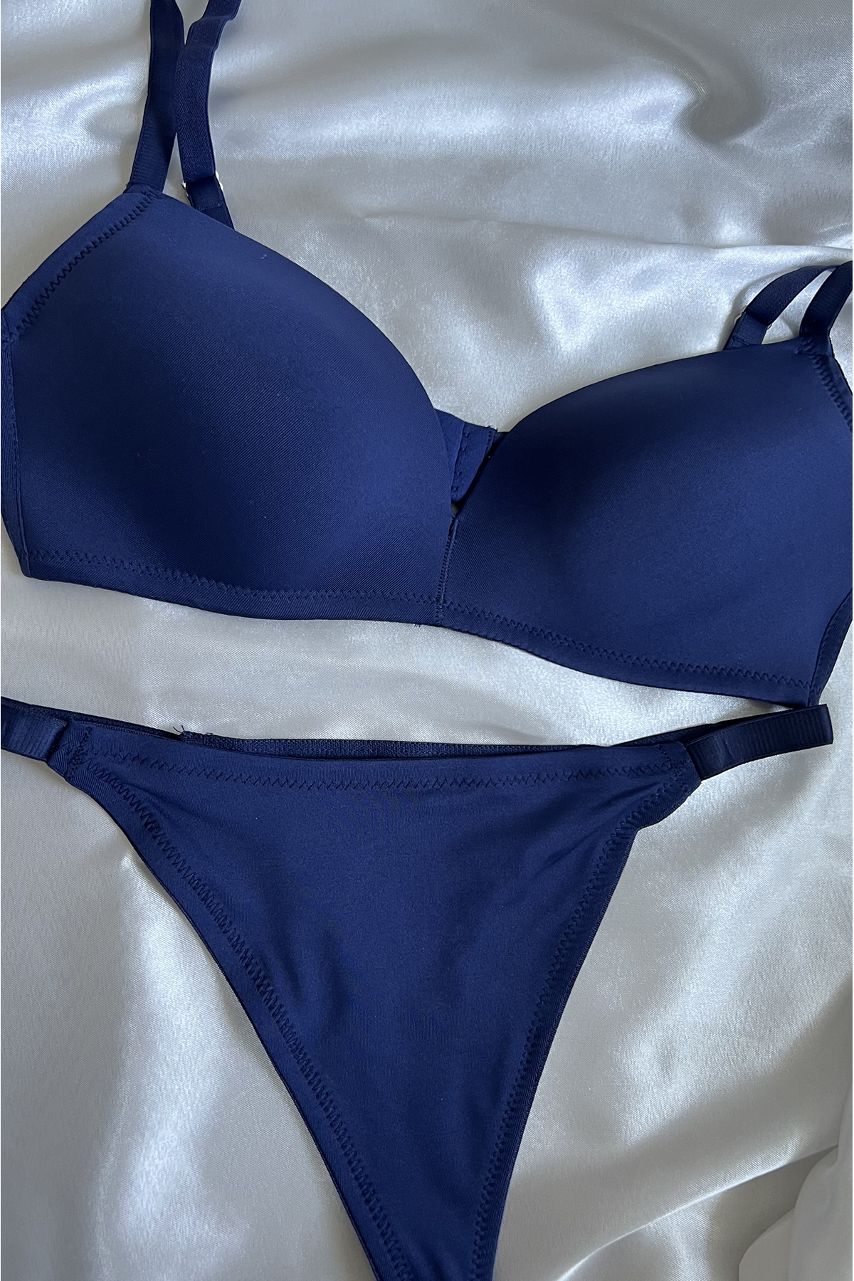 Navy Blue Classic Bra Set ATE6267 - Eyyo