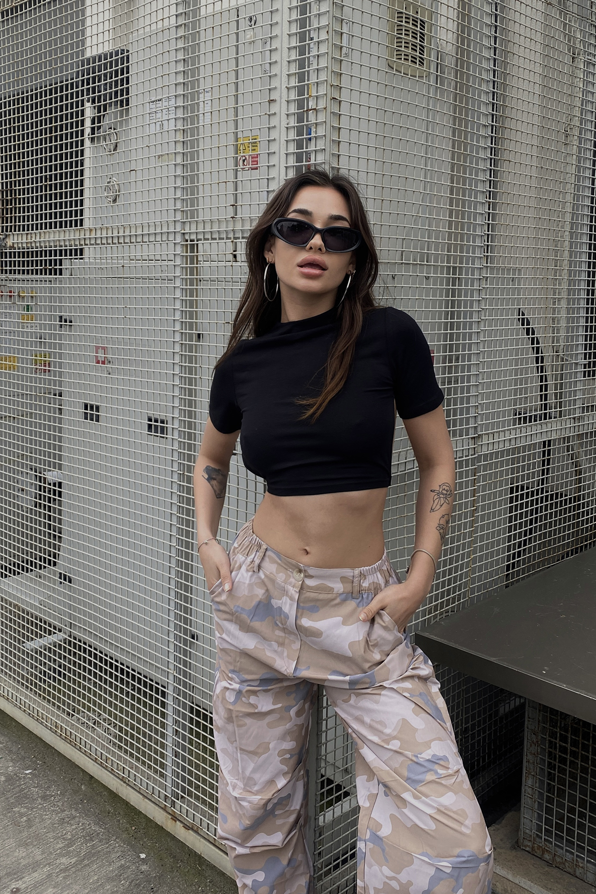 Siyah Sırtı Bağlamalı Crop Top ATE6710 - Eyyo
